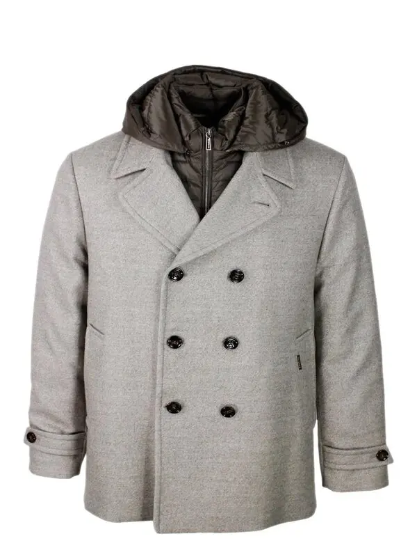 MOORER Double-breasted Virgin Wool Coat - White