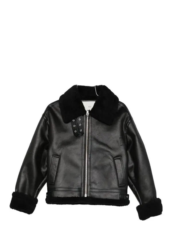 DUNST Faux Leather Shearling Jacket - Black