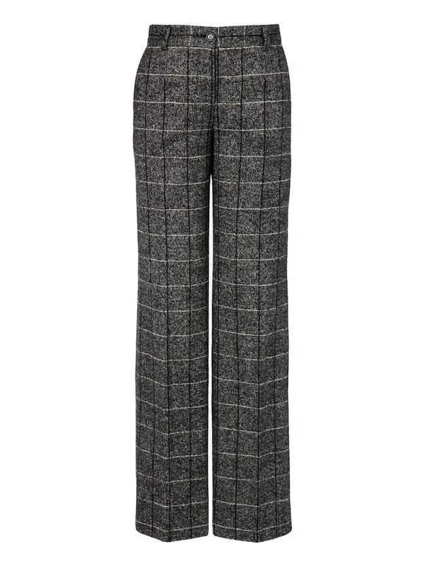 Dolce & Gabbana High-rise Wool-blend Wide-leg Pants - Grey