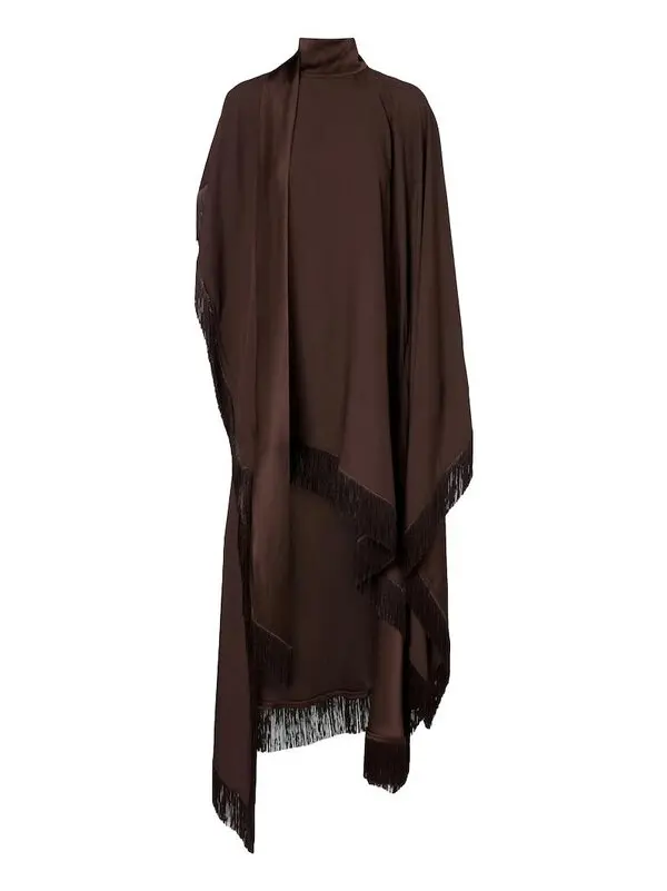 TALLER MARMO California Fringed Satin Kaftan - Brown