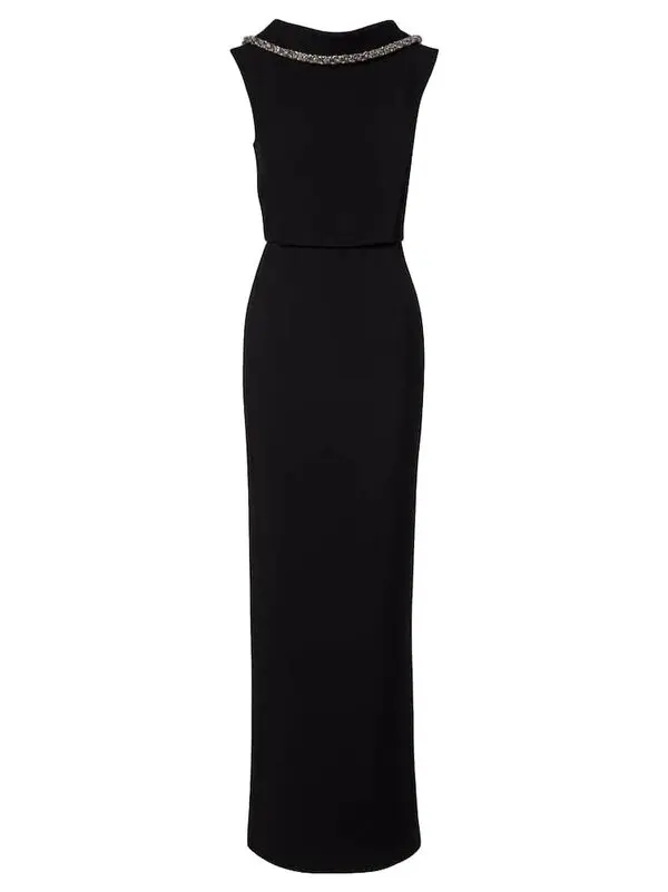 Roland Mouret Embellished Crêpe Gown - Black