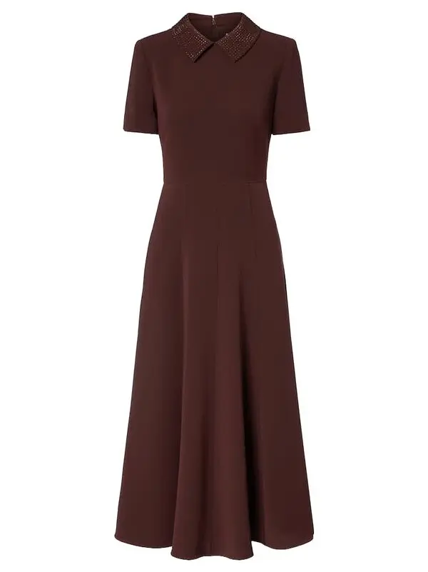 Roland Mouret Embellished Cady Midi Dress - Brown