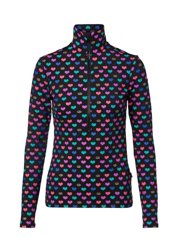 Goldbergh Cuori Printed Ski Top - Black