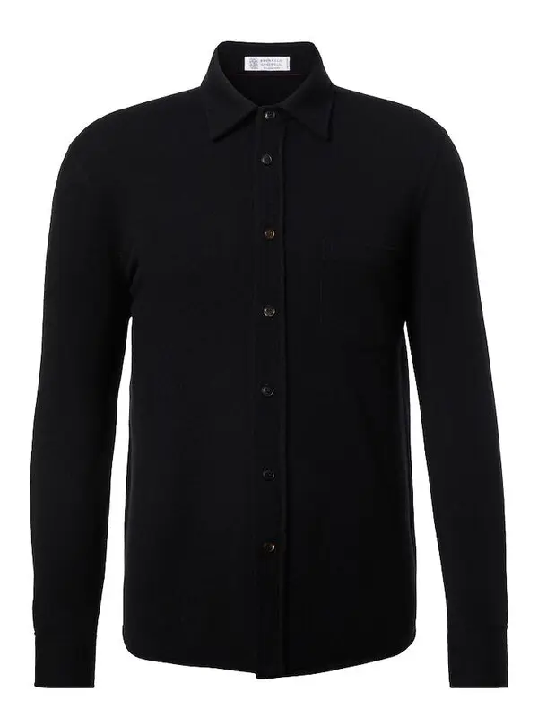 Brunello Cucinelli Wool, Cashmere, And Silk Polo Sweater - Black