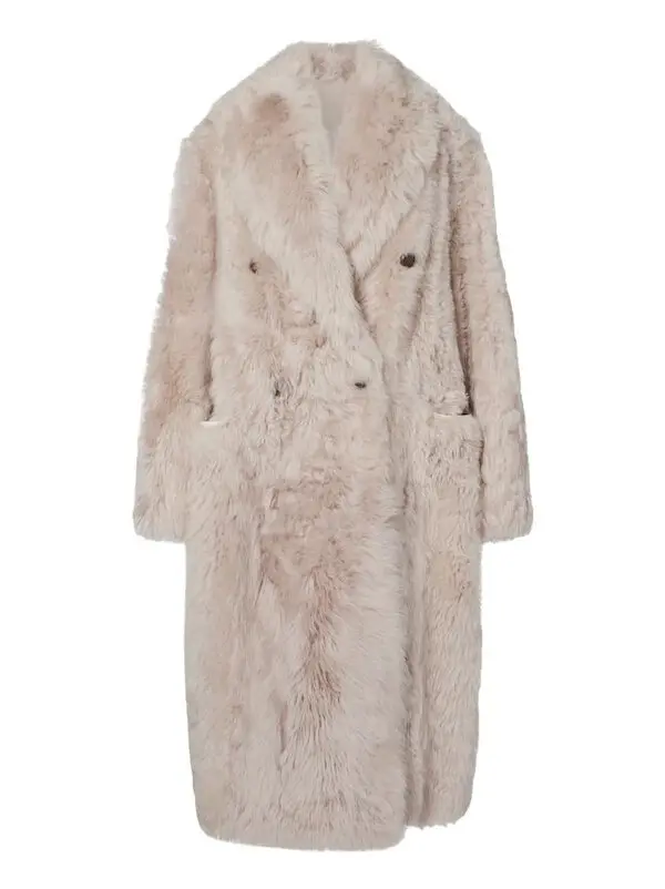 Brunello Cucinelli Double-breasted Shearling Coat - Beige