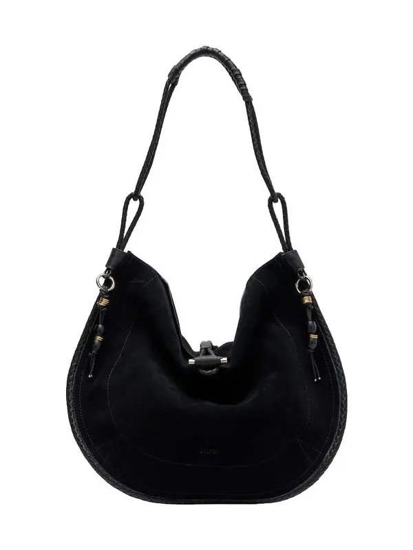 Isabel Marant Oskan Small Suede Shoulder Bag - Black