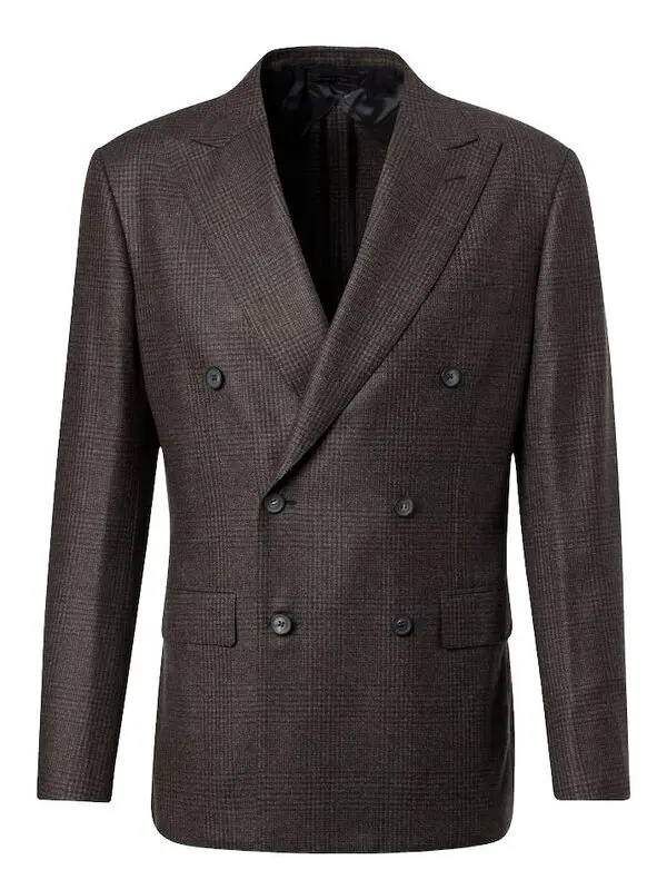 Brioni Prince Of Wales Check Wool Blazer - Brown