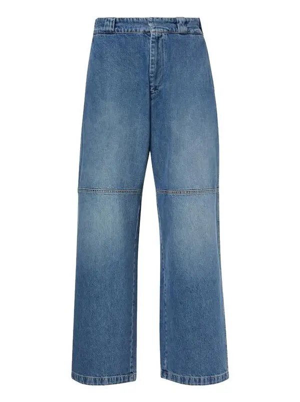 Plan C Faded Wide-leg Jeans - Blue