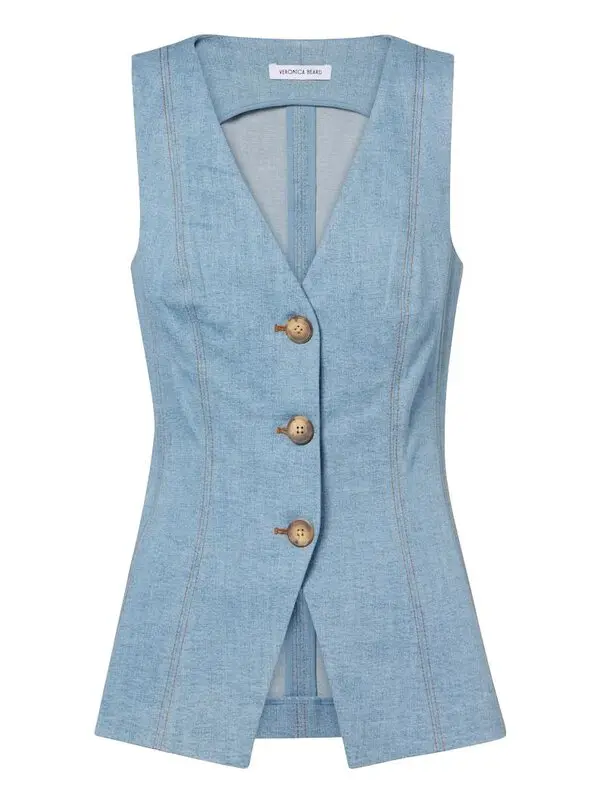 Veronica Beard Avalina Denim Vest - Blue