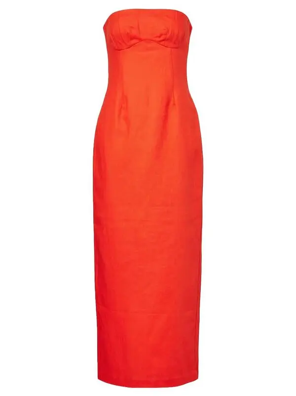 Sir The Label Strapless Linen Maxi Dress - Orange