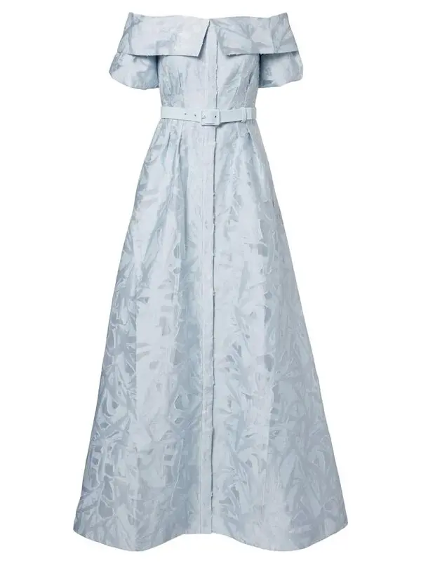 Rebecca Vallance Bridal Anneli Cotton-blend Brocade Gown - Blue