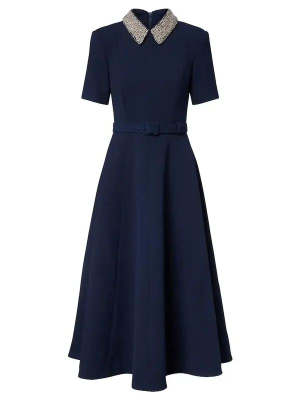 Rebecca Vallance Xena Embellished Crêpe Midi Dress - Blue