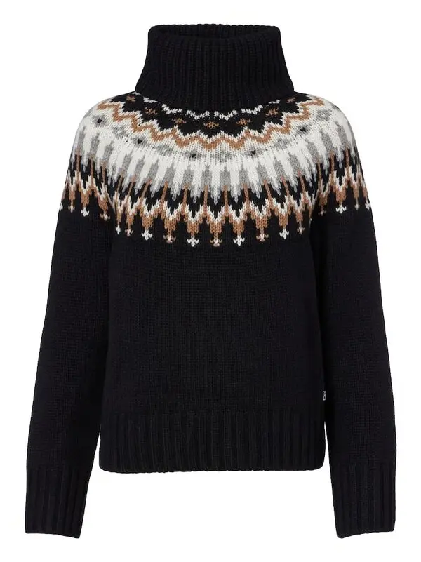 Bogner Jacquard Cashmere Turtleneck Sweater - Black