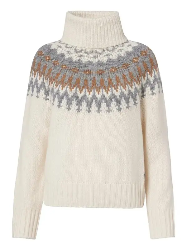 Bogner Ingrid Jacquard Cashmere Turtleneck Sweater - White