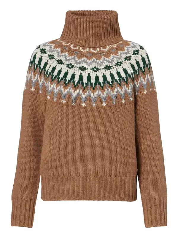 Bogner Ingrid Jacquard Cashmere Turtleneck Sweater - Brown