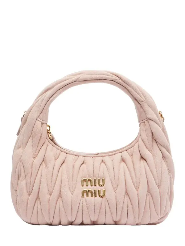 Miu Miu Wander Matelassé Suede Tote - Pink