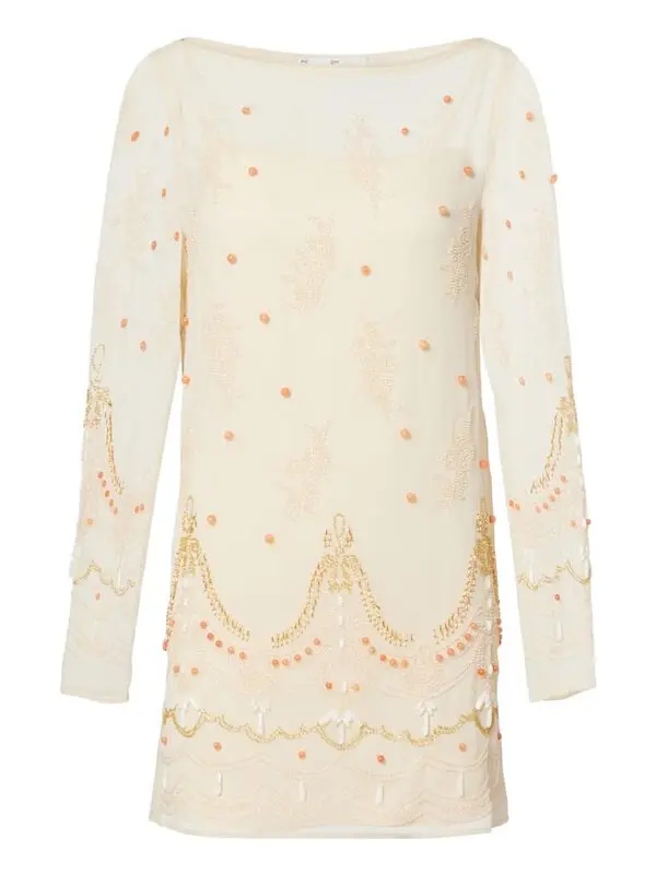 XU ZHI Embellished Chiffon Minidress - Beige