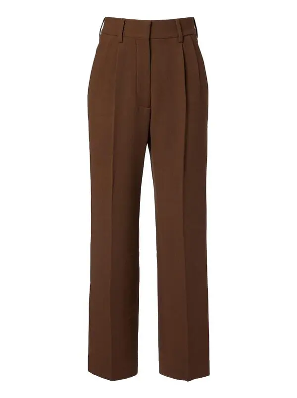 BLAZÉ MILANO High-rise Virgin Wool Crêpe Wide-leg Pants - Brown