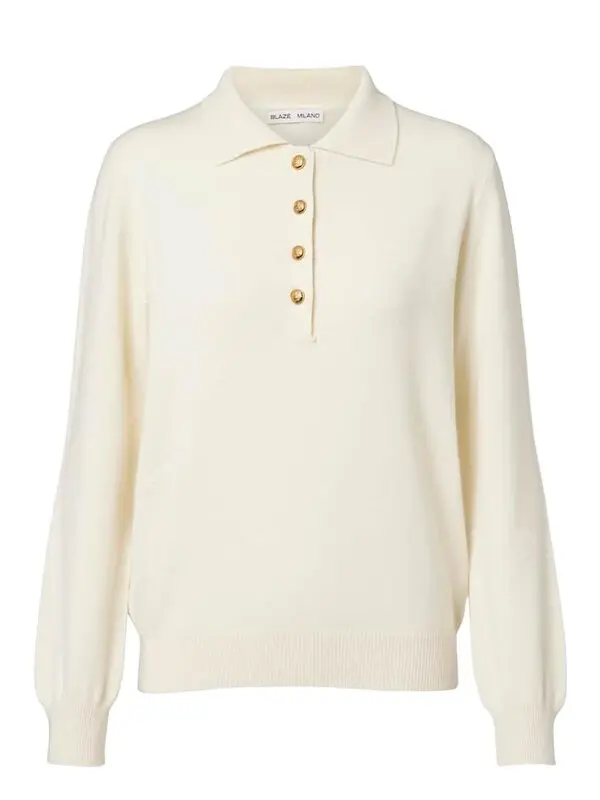 BLAZÉ MILANO Highland Wool And Cashmere Polo Sweater - White