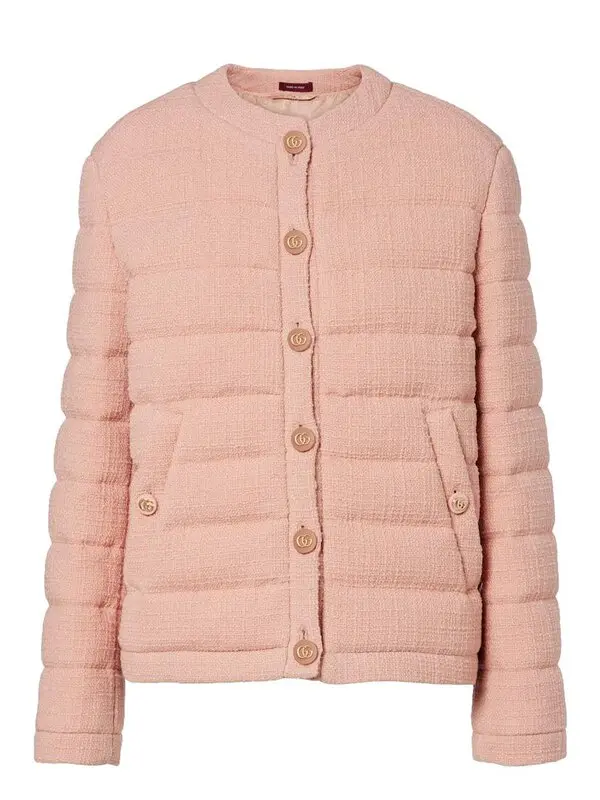 Gucci Gg Padded Wool-blend Tweed Jacket - Pink