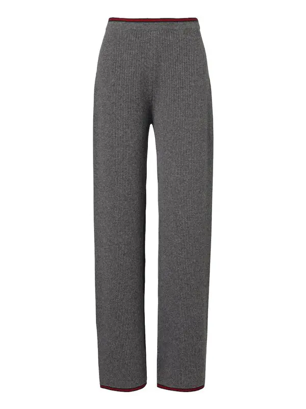 Gucci Ribbed-knit Wool-blend Pants - Grey