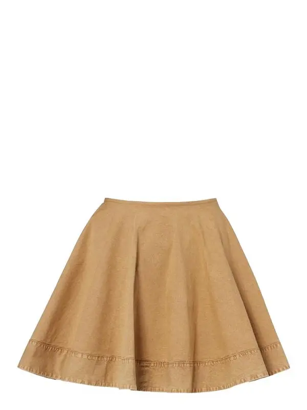 GANNI Flared Cotton-blend Miniskirt - Beige