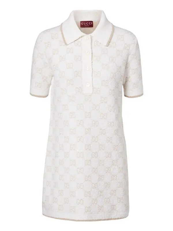Gucci Gg Wool-blend Polo Minidress - White