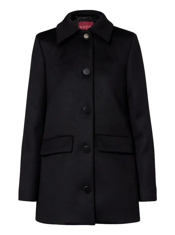 Gucci Double G Wool Coat - Black