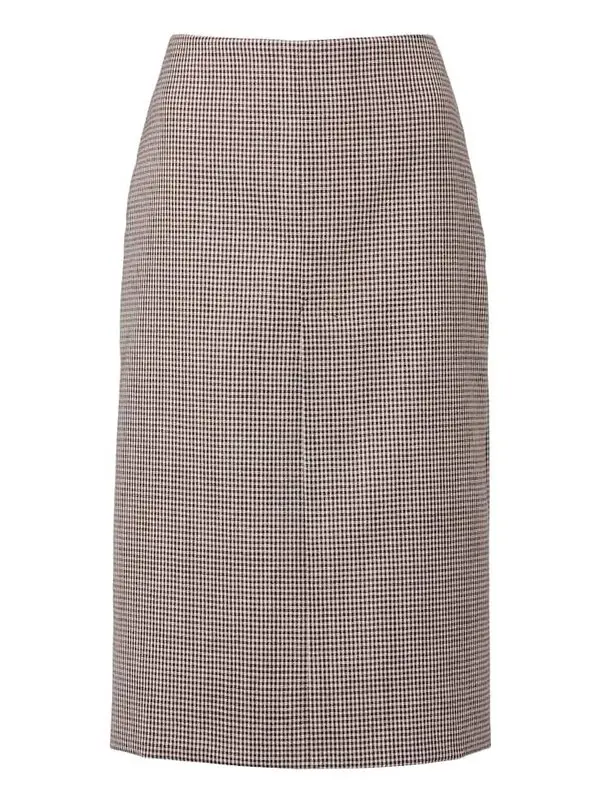 Gucci Gingham Wool Midi Skirt - Brown