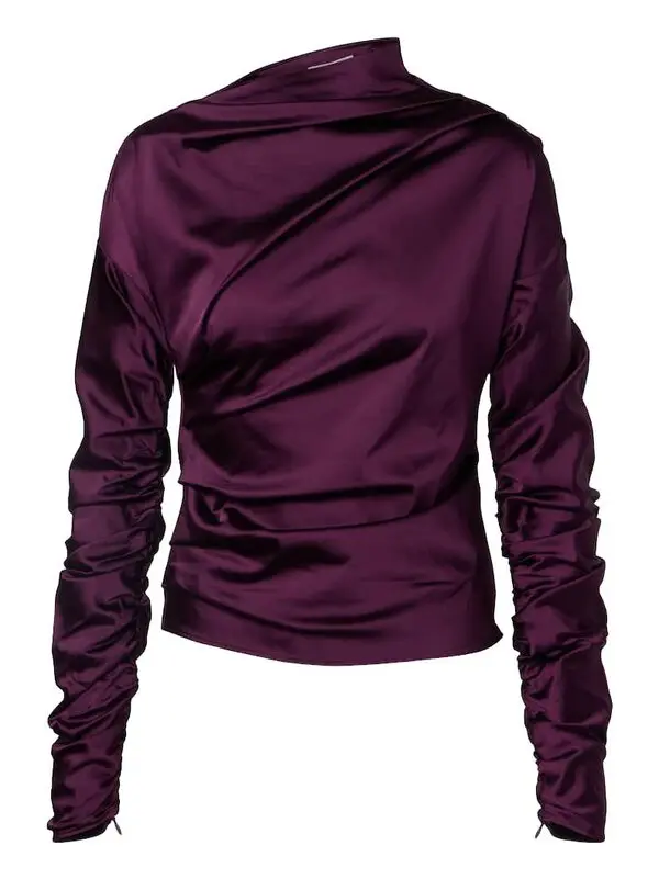 GANNI Draped Long Sleeve Top - Purple