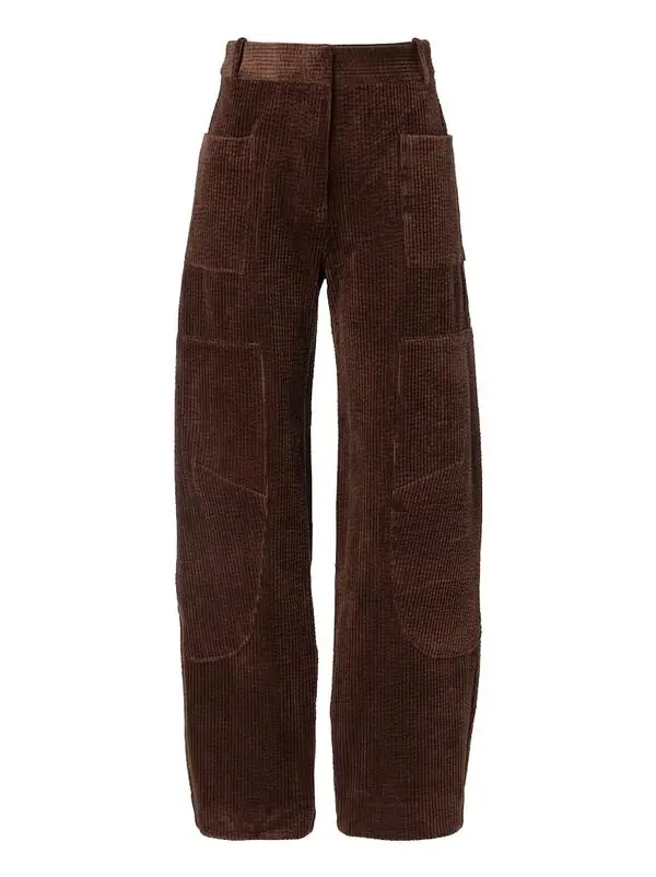 GANNI Cotton Corduroy Cargo Trousers - Brown