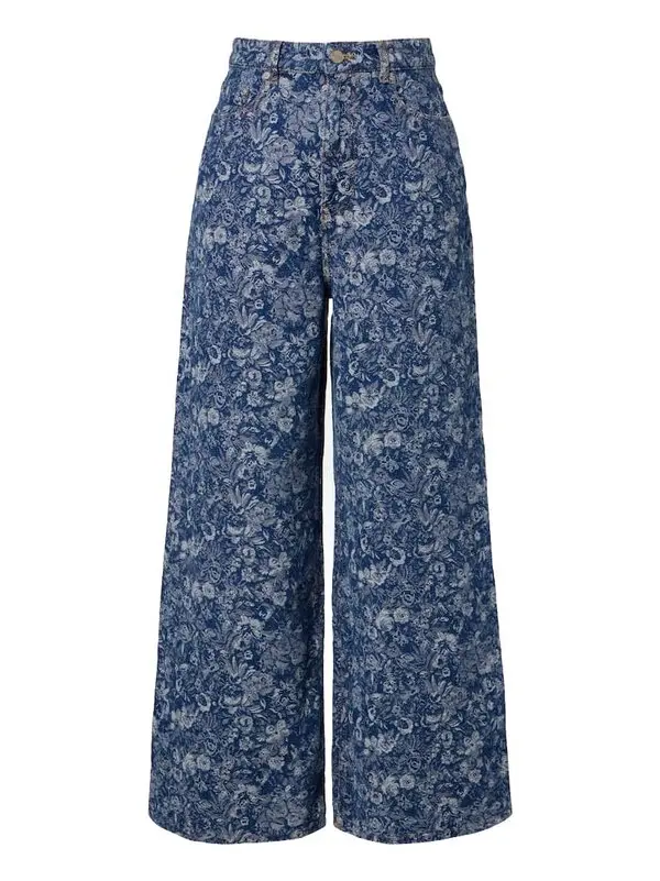 GANNI Tapestry Wide-leg Jeans - Blue