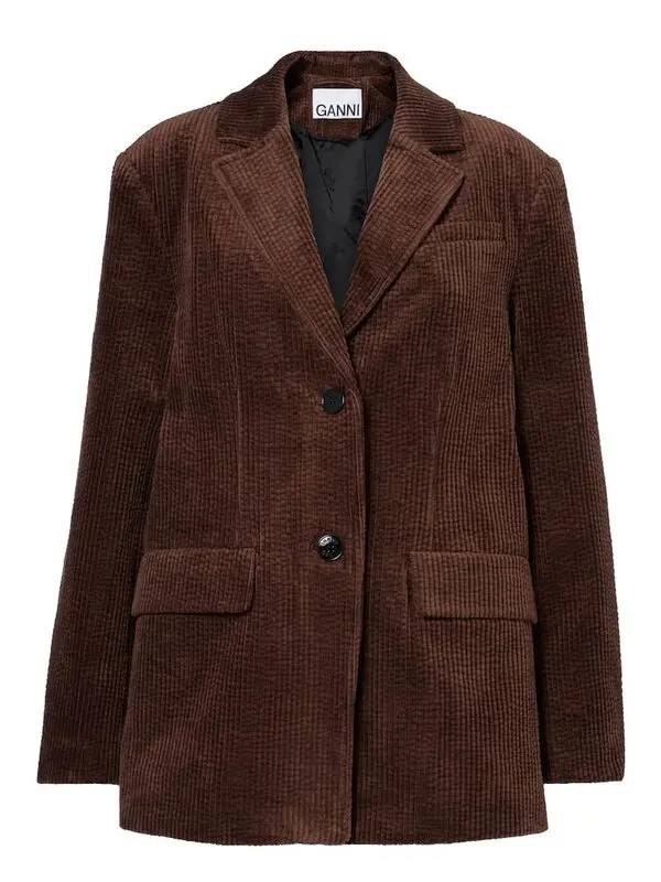 GANNI Cotton Corduroy Blazer - Brown