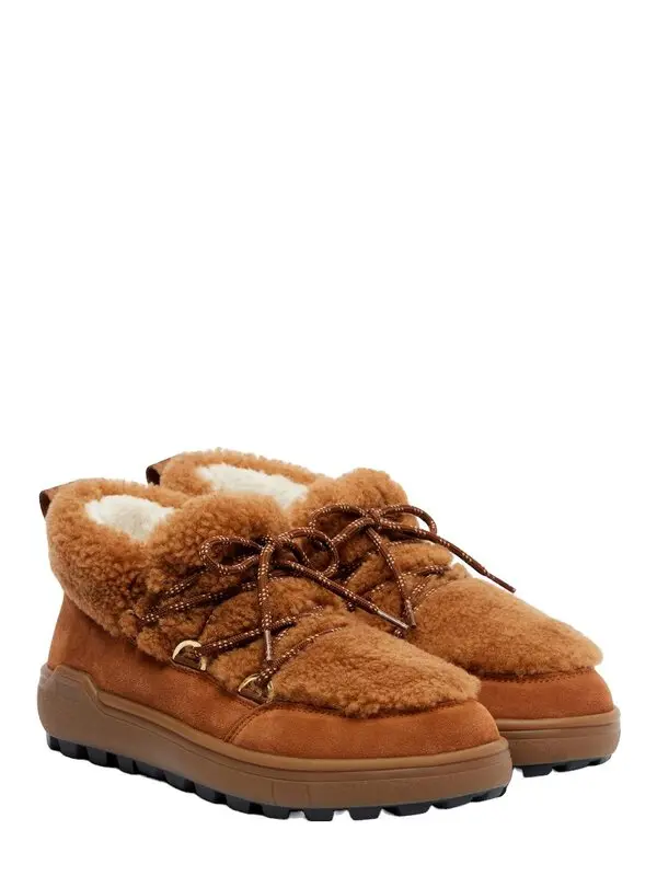 Bogner Chamonix Shearling-trimmed Suede Ankle Boots - Brown
