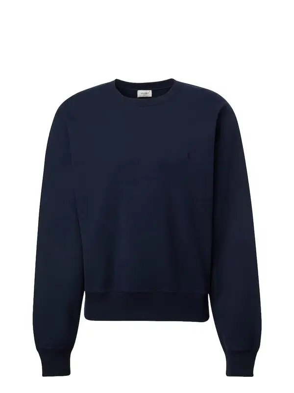 Saint Laurent Cassandre Cotton Jersey Sweatshirt - Blue