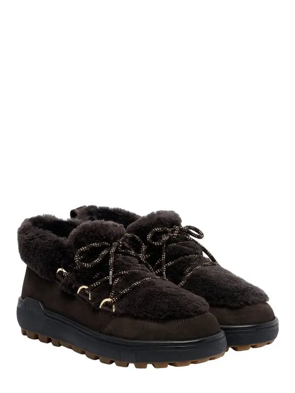 Bogner Chamonix Shearling-trimmed Ankle Boots - Brown