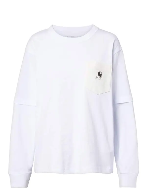 Sacai X Carhartt Layered Cotton Jersey Top - White
