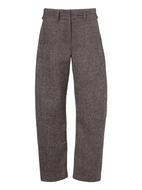 Magda Butrym Low-rise Herringbone Wool-blend Barrel-leg Pants - Grey