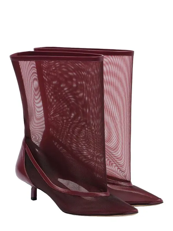 Jacquemus Tourni Mesh Ankle Boots - Burgundy