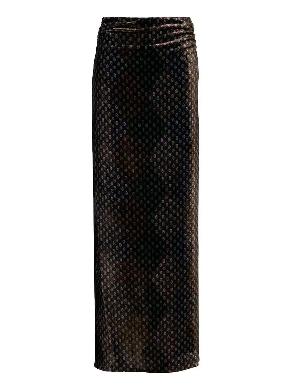 Dries Van Noten Printed Satin Maxi Skirt - Brown