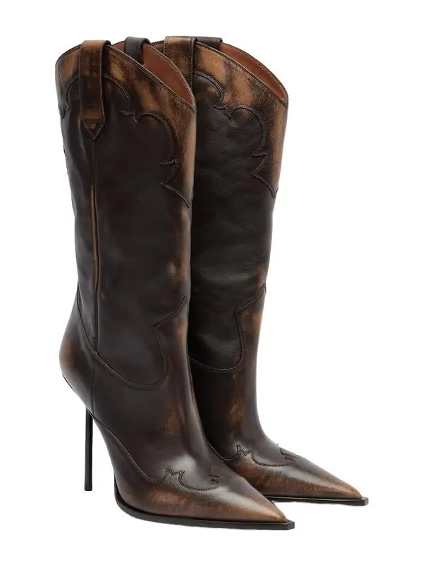 Paris Texas Lidia 105 Leather Mid-calf Boots - Black