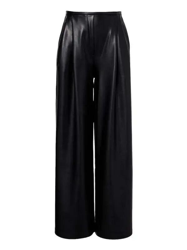 Norma Kamali Pleated High-rise Wide-leg Pants - Black
