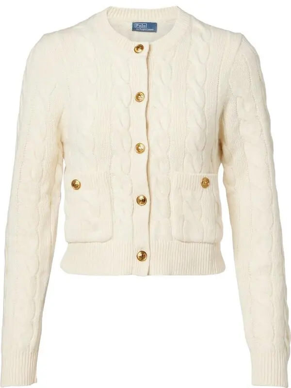 Polo Ralph Lauren Cable-knit Wool-cashmere Cardigan - White