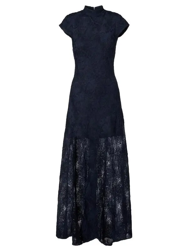 Remain Birger Christensen Floral Mesh Gown - Blue