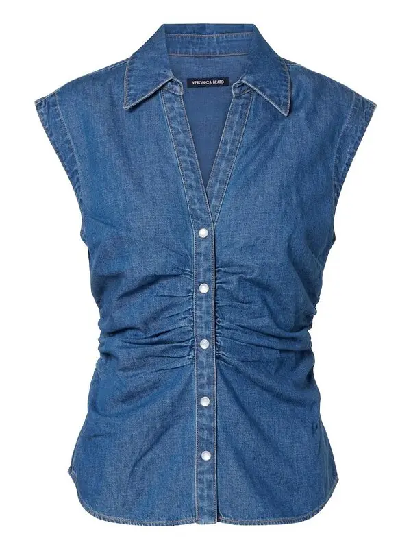 Veronica Beard Sera Denim Top - Blue