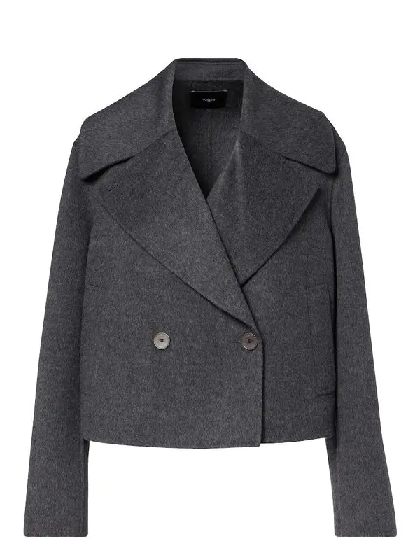 JOSEPH Cropped Wool And Cashmere Pea Coat - Grey