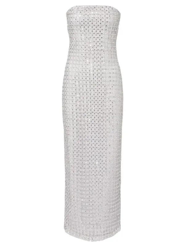 Remain Birger Christensen Embellished Mesh Cocktail Dress - Silver