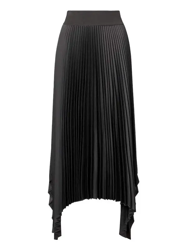JOSEPH Ade Asymmetric Plissé Midi Skirt - Black