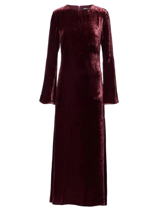 Remain Birger Christensen Velvet Maxi Dress - Burgundy