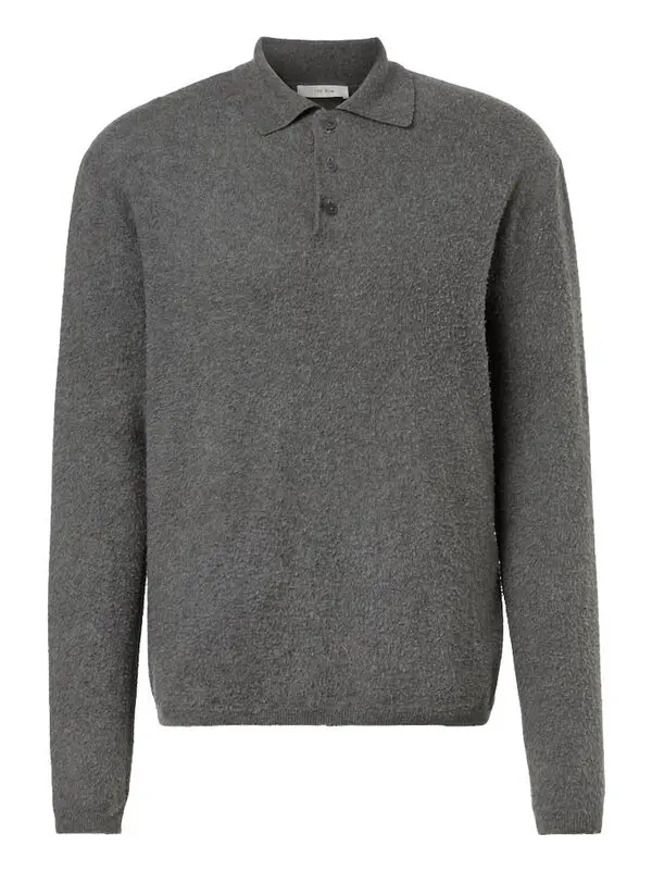 THE ROW Almot Cotton Polo Sweater - Grey